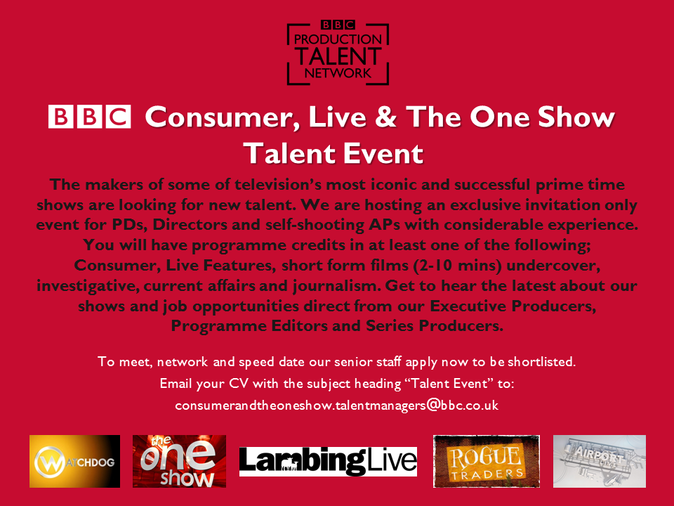 BBC Consumer, Live & The One Show Talent Event | The Talent Manager
